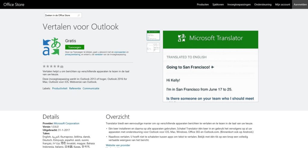 Vertaal e-mails met Vertalen voor Outlook